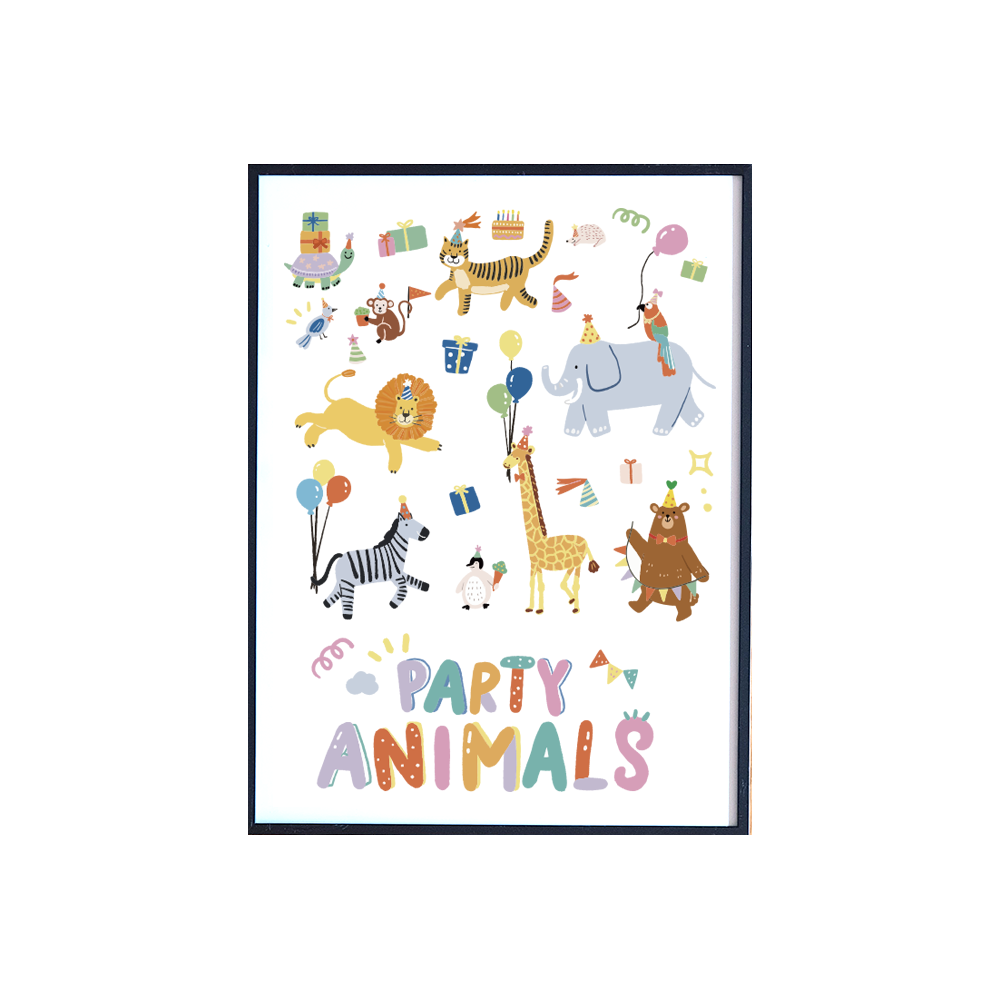 Party Animal Poster and Frame – Cherryandharry